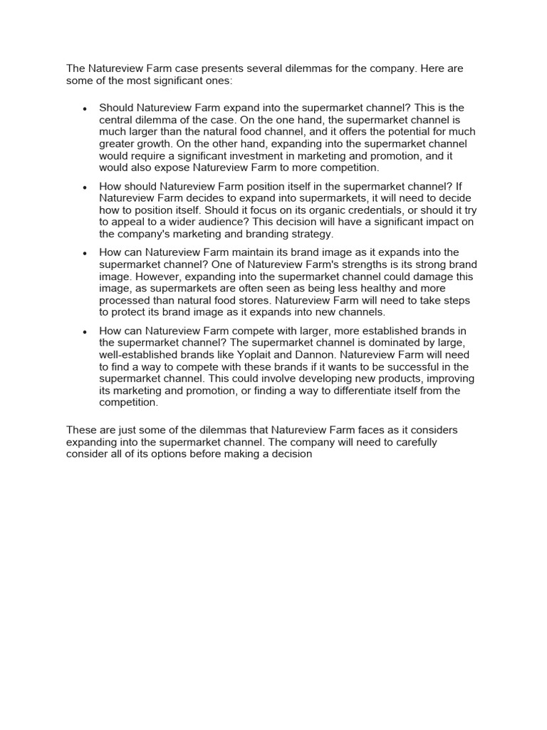 Natureview Farm's Supermarket Dilemma | PDF | Brand | Supermarket