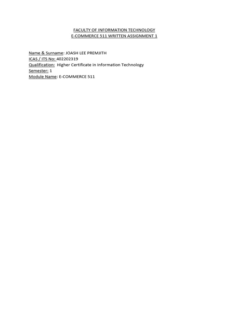E-Commerce 511 Assignment Overview | PDF | Business | Technology ...