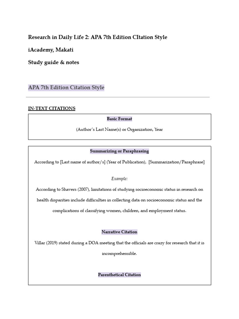 APA Citation Guide for Students | PDF
