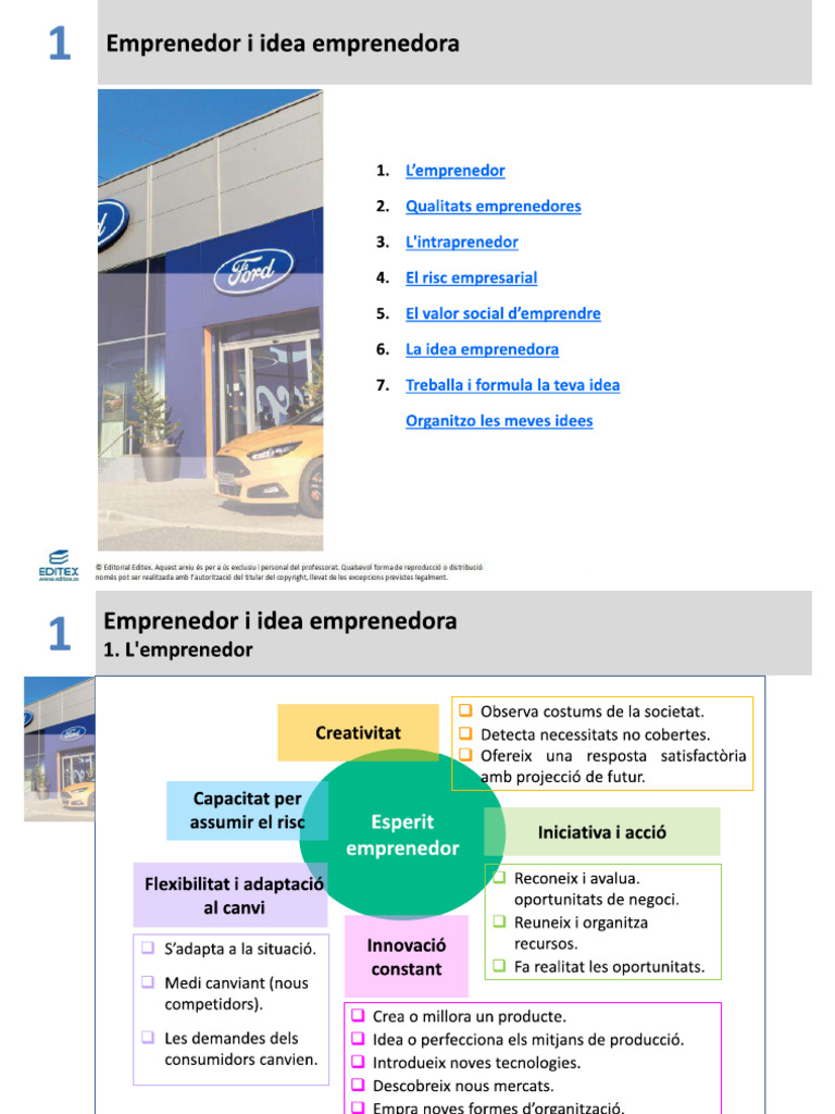 Unitat 1. Emprenedor I Iniciativa Emprenedora | PDF