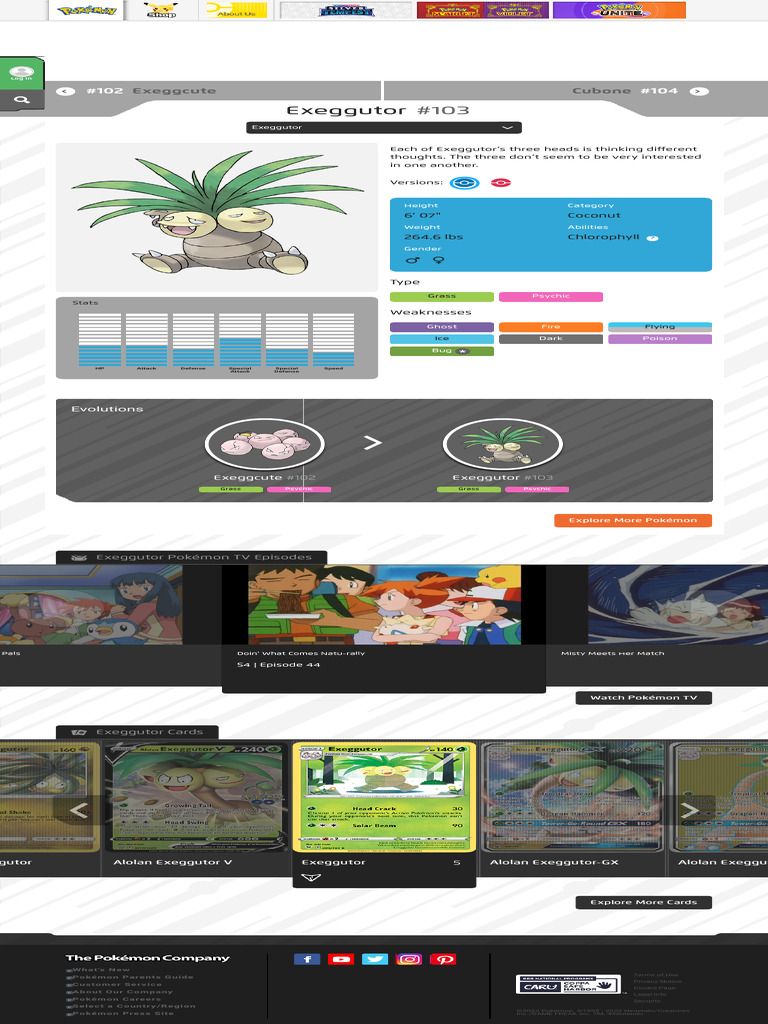 Exeggutor Pokédex | PDF | Pokémon | Japanese Games
