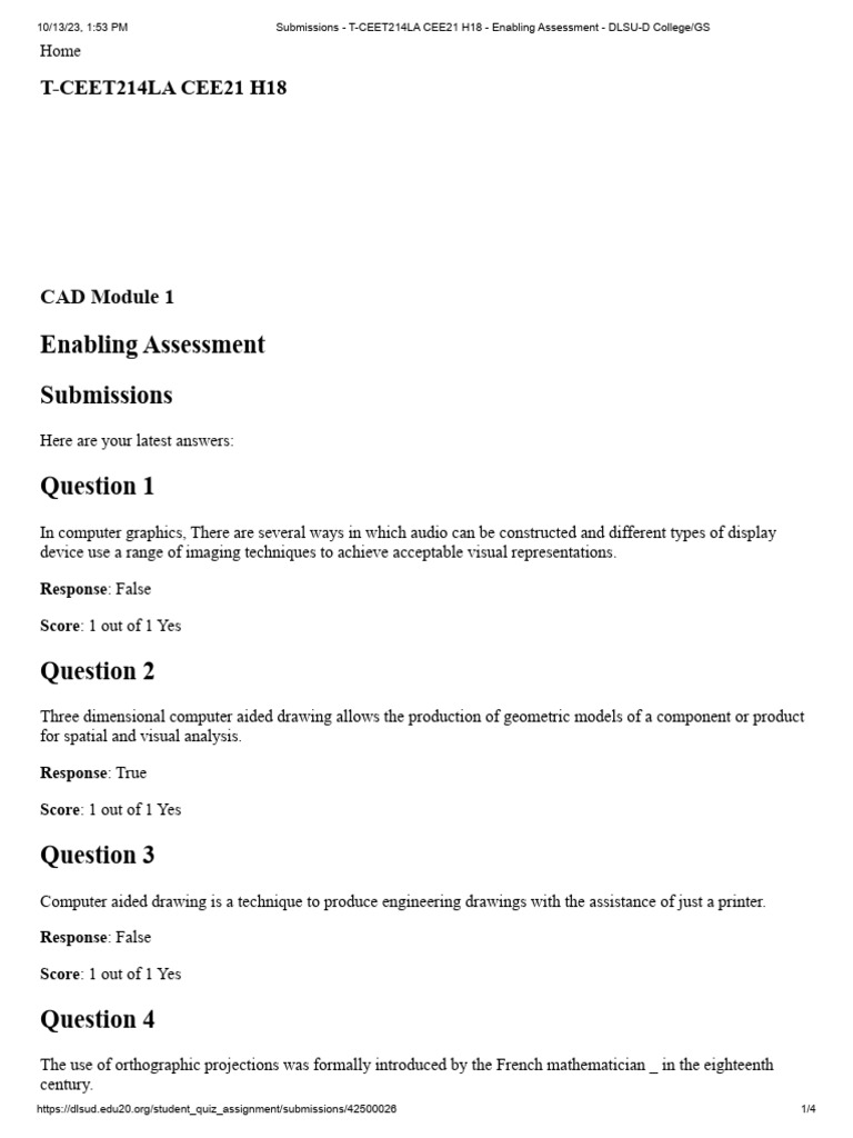 DLSU CAD Assessment Results | PDF | Computer Aided Design | 3 D ...
