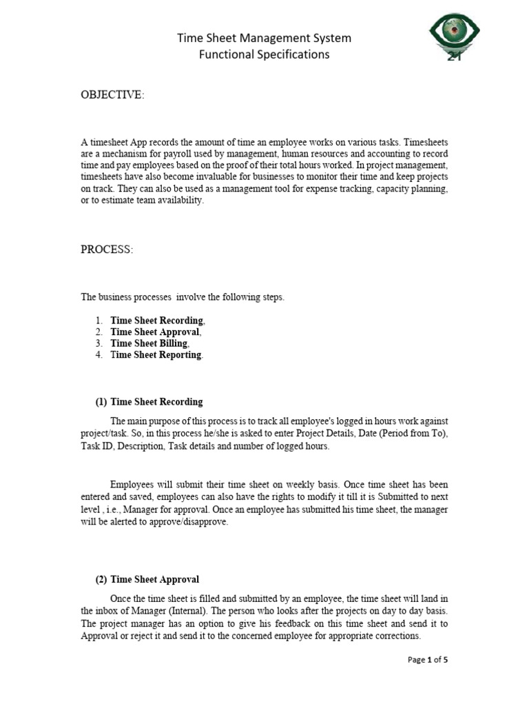 Time Sheet Management System | PDF | Employment | Payroll