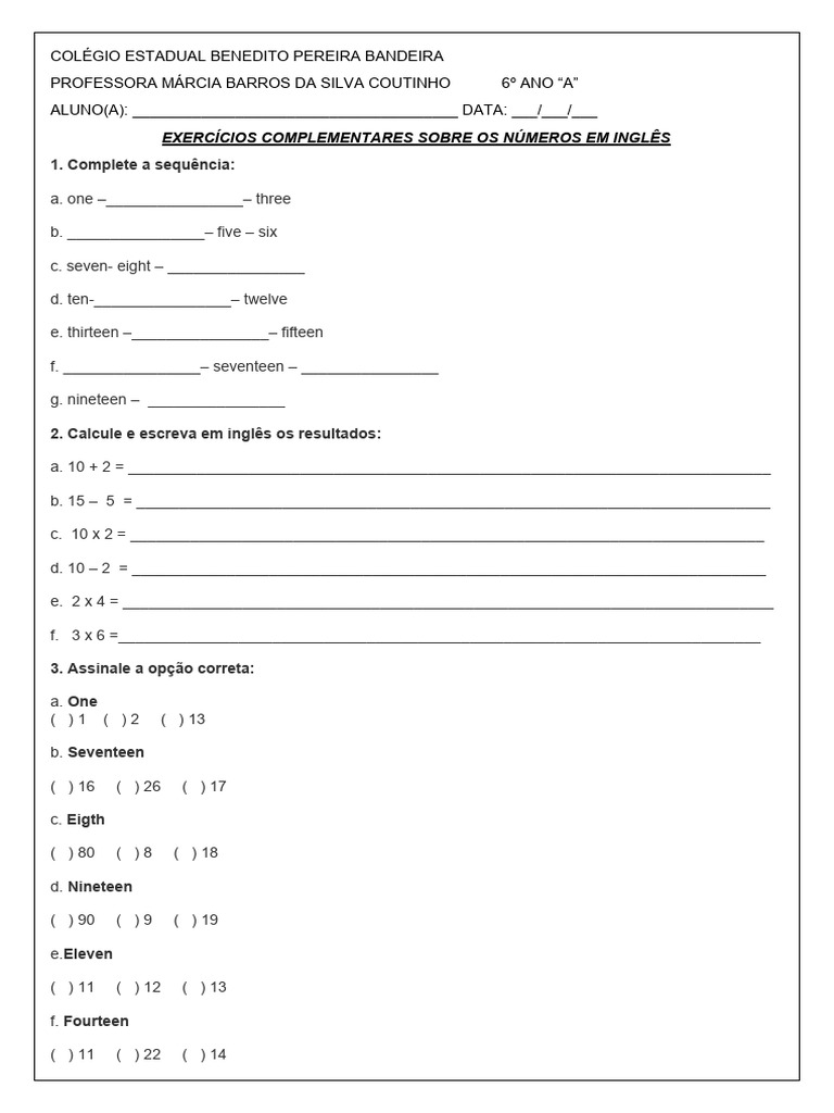Exercícios The Numbers | PDF
