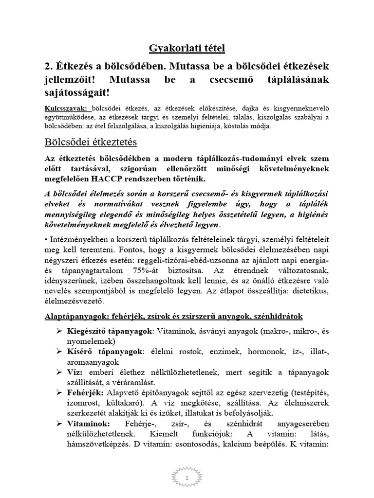 Bölcsődei Helyes Étkezés | PDF