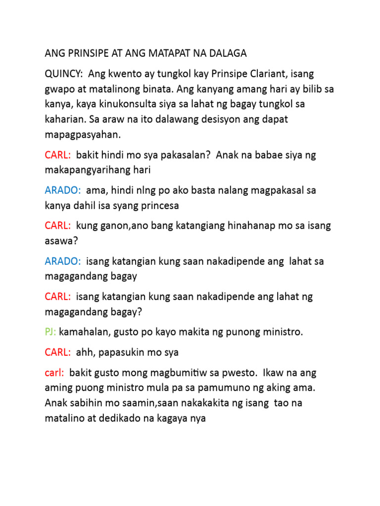 Ang Prinsipe at Ang Matapat Na Dalaga | PDF