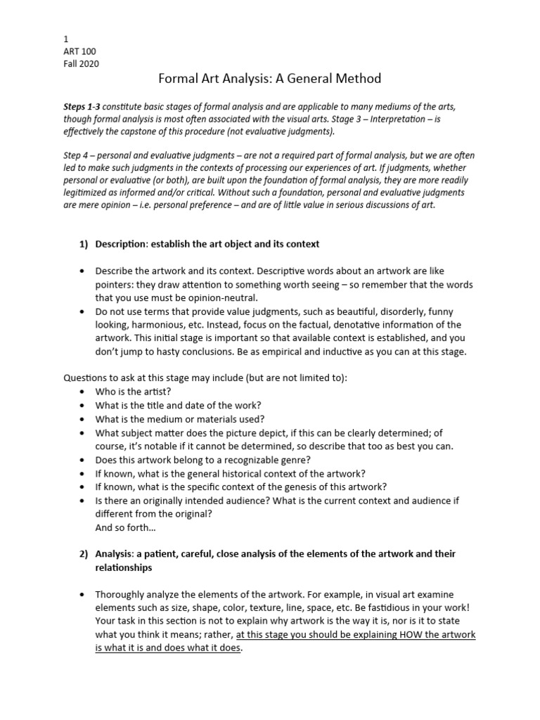 ART 100 - Formal Art Analysis, A General Method | PDF