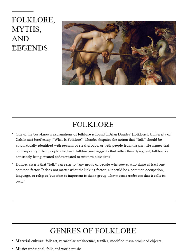 ART 100 Folklore, Myths, and Legends | PDF | Folklore | Legends