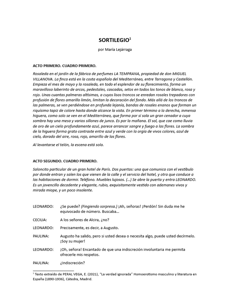 SORTILEGIO - María Lejárraga, 1930. Fragmentos | PDF | Amor | Augusto
