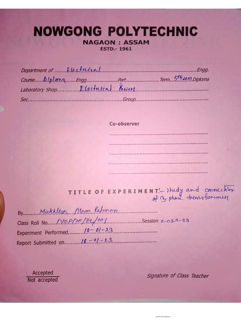 3 Phase Transformer (Ep Expt 7) | PDF