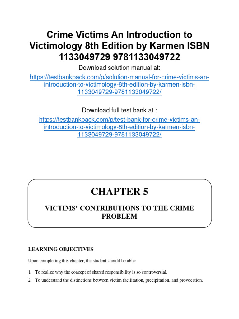 Crime Victims An Introduction To Victimology 8th Edition Andrew Karmen ...