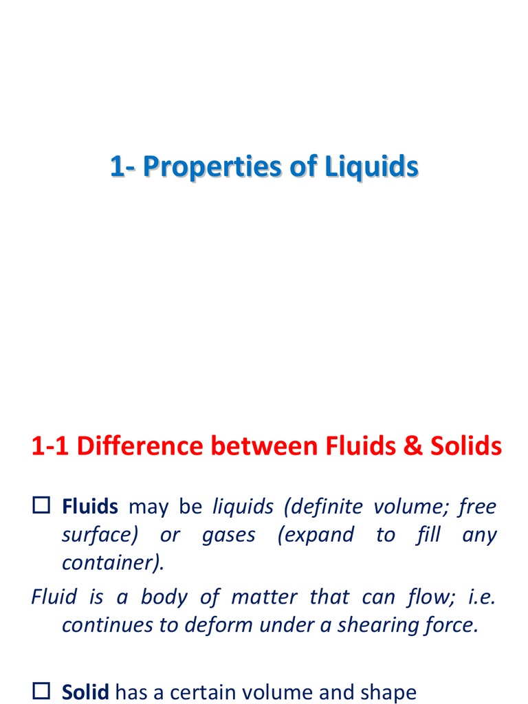 Fluid Properties: Liquids Explained | PDF | Liquids | Viscosity