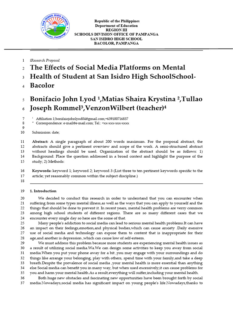 Social Media's Impact on Student Mental Health | PDF | Social Media ...