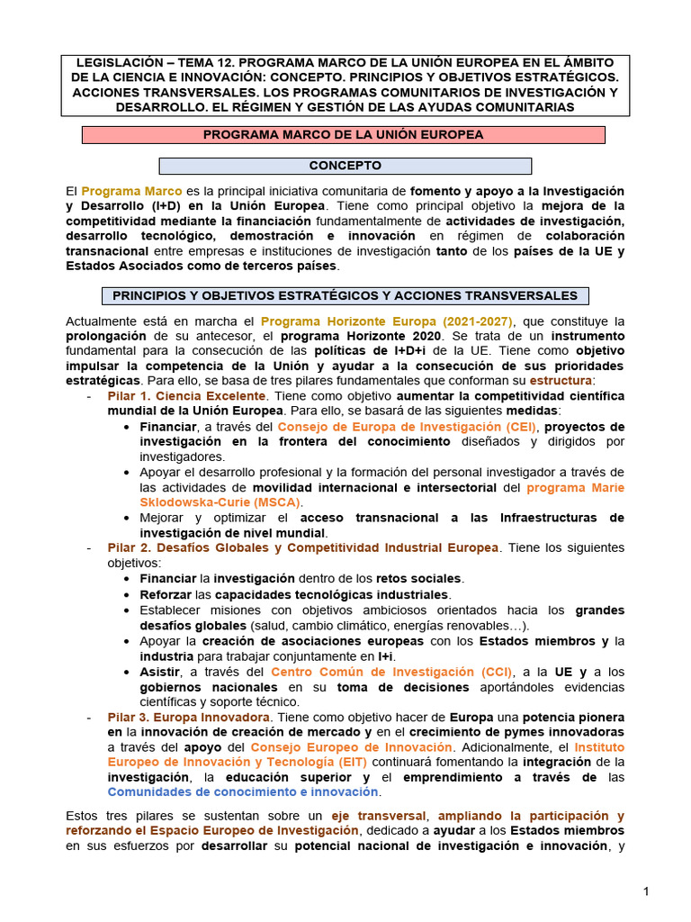 Programa Marco UE | PDF | Unión Europea | Europa