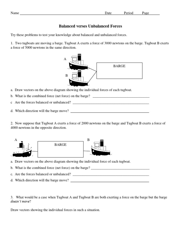 Balanced - Unbalanced Forces Ws | PDF | Force | Mass