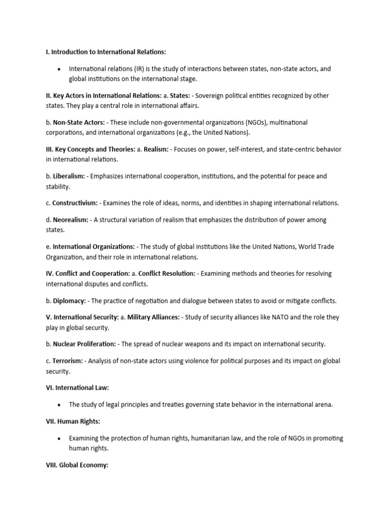 Overview of International Relations Concepts | PDF