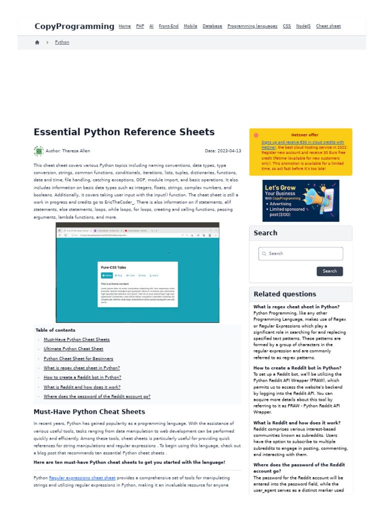 Copyprogramming Com Howto Must Have Python Cheat Sheets | PDF | Regular ...