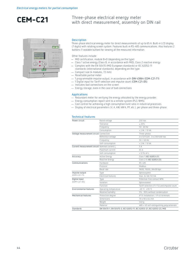 Circutor CEM-C21-Datasheet | PDF | Programmable Logic Controller ...