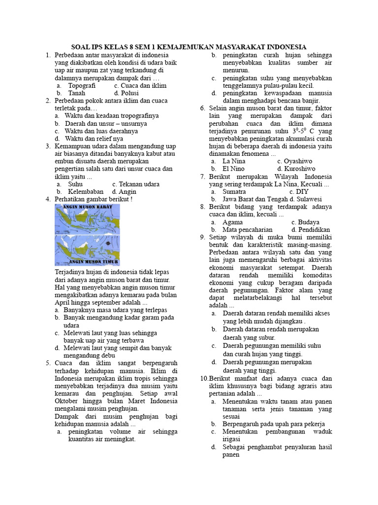 Soal Ips Kelas 8 Sem 1 Kemajemukan Masyarakat Indonesia #1 | PDF