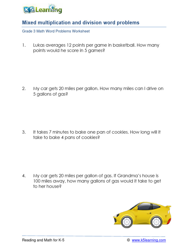 Grade 3 Mixed Multiplication and Division Word Problems C | PDF ...