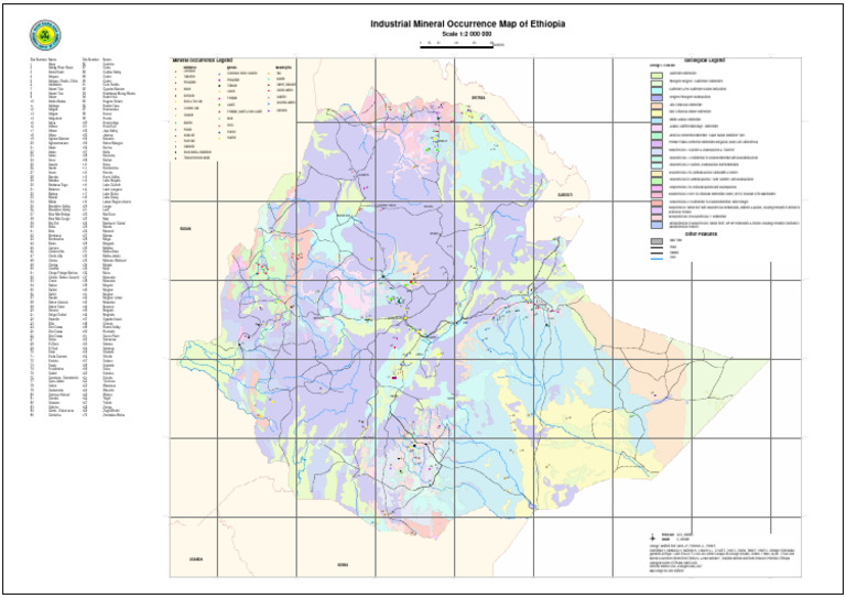 Ethiopia Industrial Mineral Map | PDF | Minerals | Sedimentary Rock
