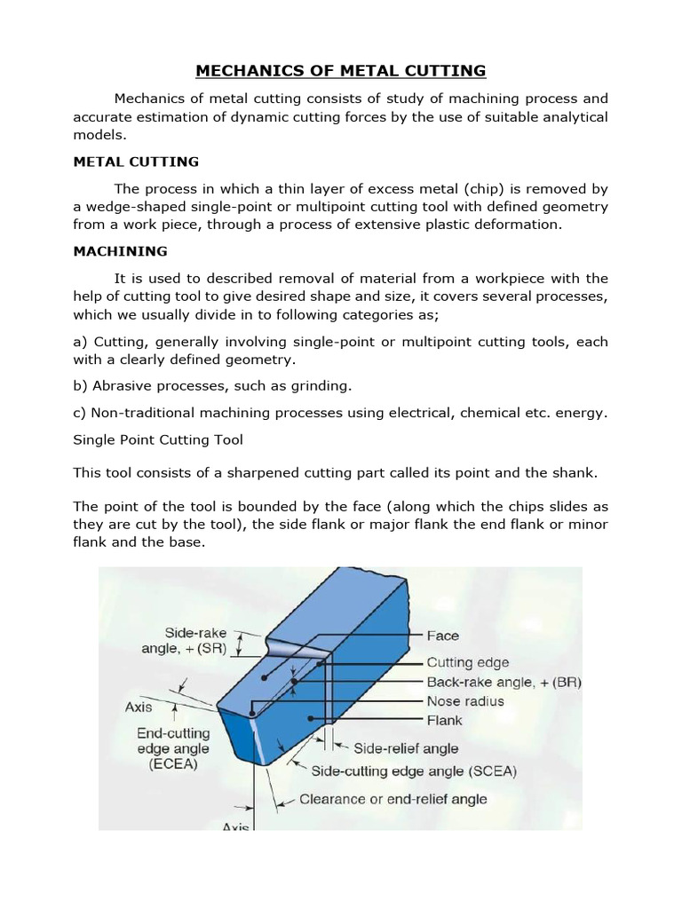 Metal Cutting Mechanics Guide | PDF | Technology & Engineering