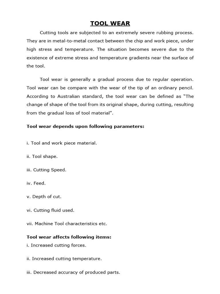 Tool Wear & Tool Life, Machinability | PDF | Wear | Materials