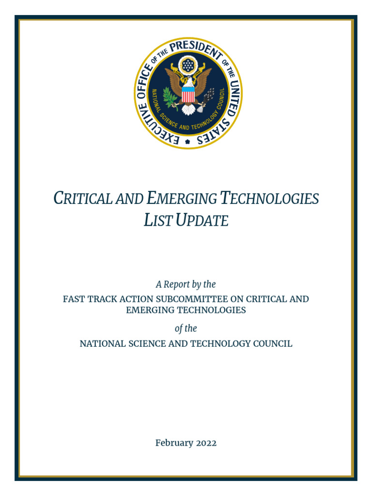 02 2022 Critical and Emerging Technologies List Update | PDF ...