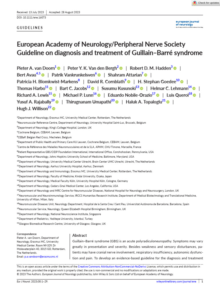 Euro J of Neurology 2023 Doorn European Academy of Neurology Peripheral ...