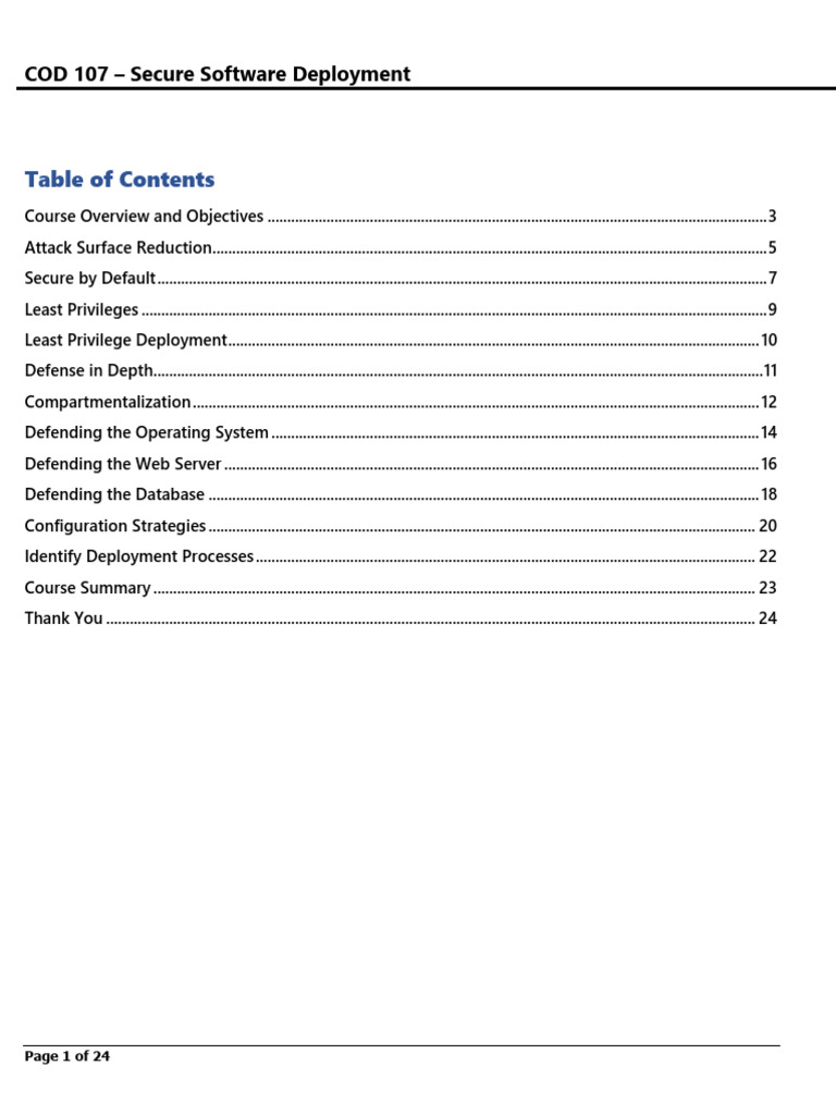COD 107 Secure Software Deployment | PDF | World Wide Web | Internet & Web