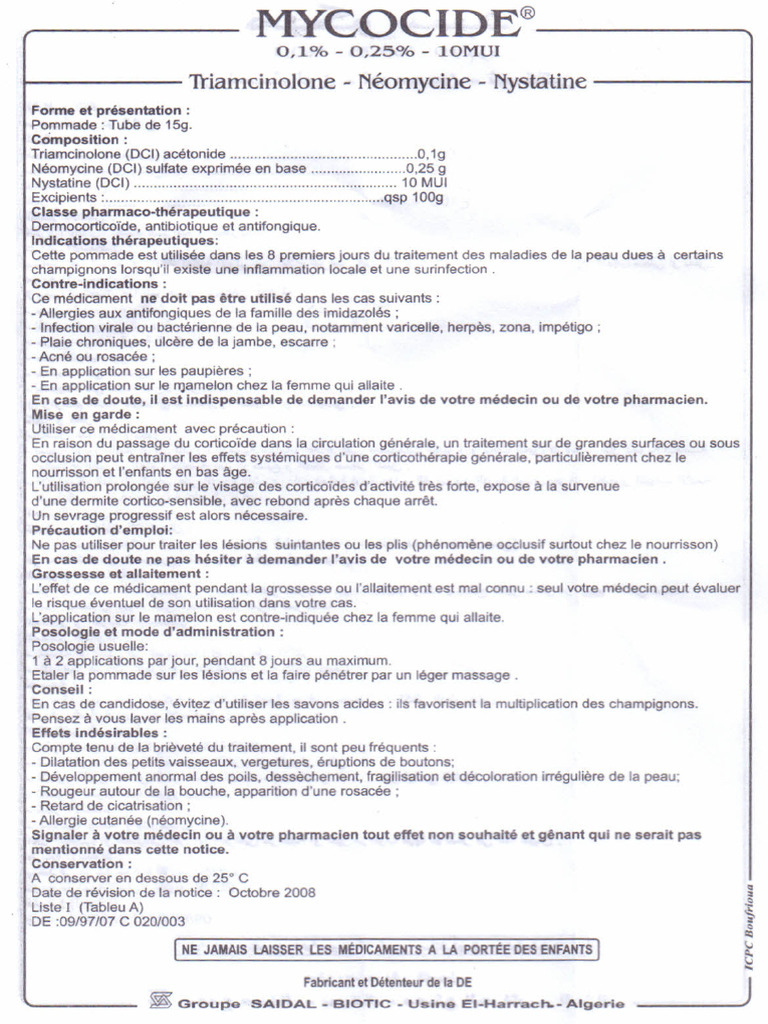 Notice Mycocide 1 | PDF