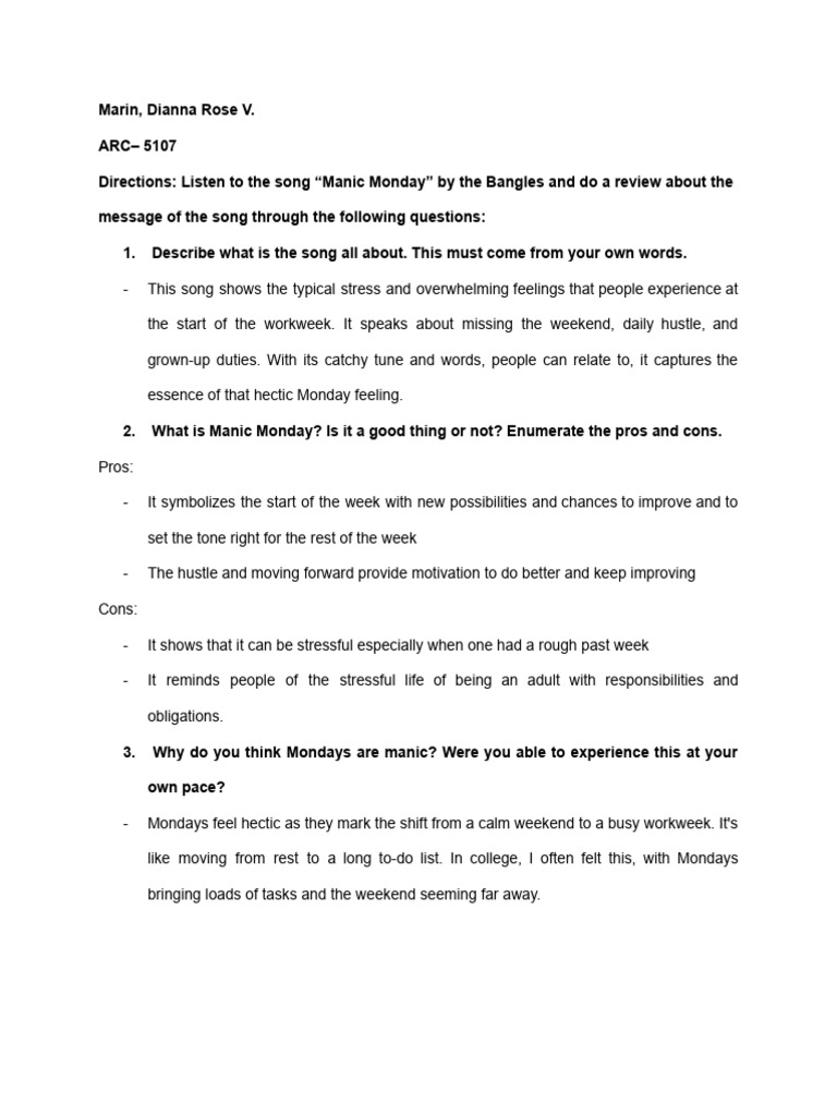 Manic Monday Report | PDF | Language Arts & Discipline