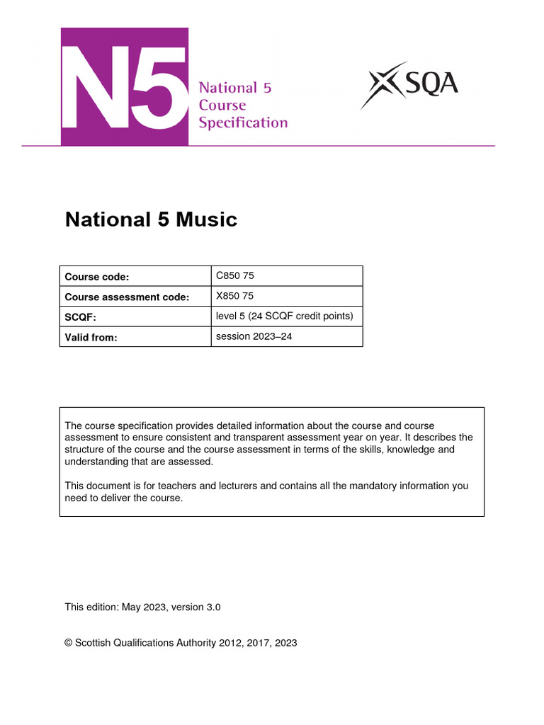 National 5 Music Course Guide | PDF
