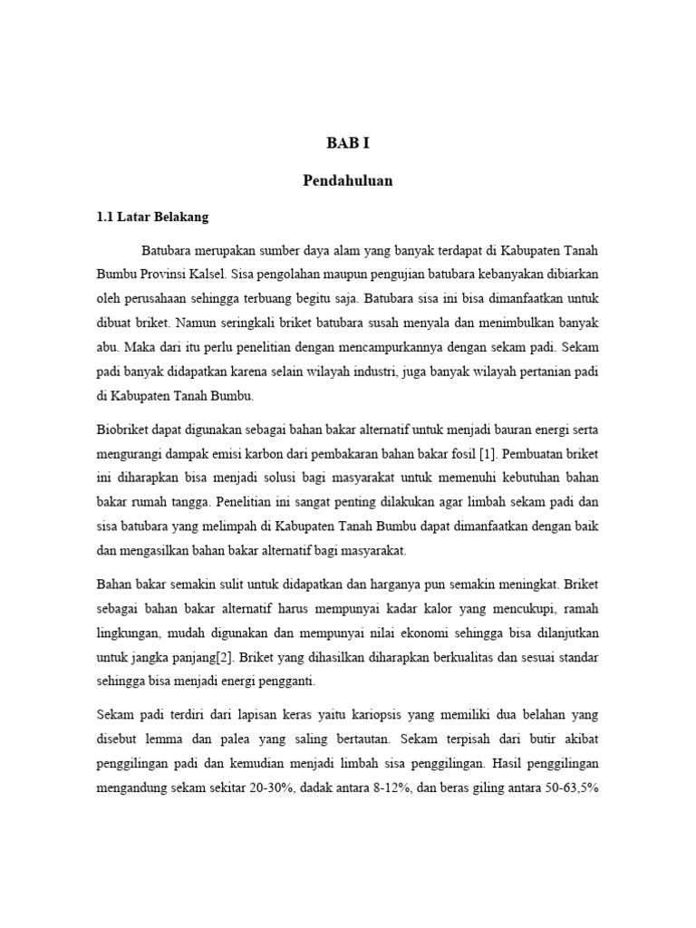 Laporan Praktikum Briket Batubara Kel. 6 | PDF