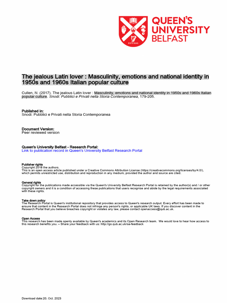 The Jealous Latin Lover | PDF | Jealousy | Open Access