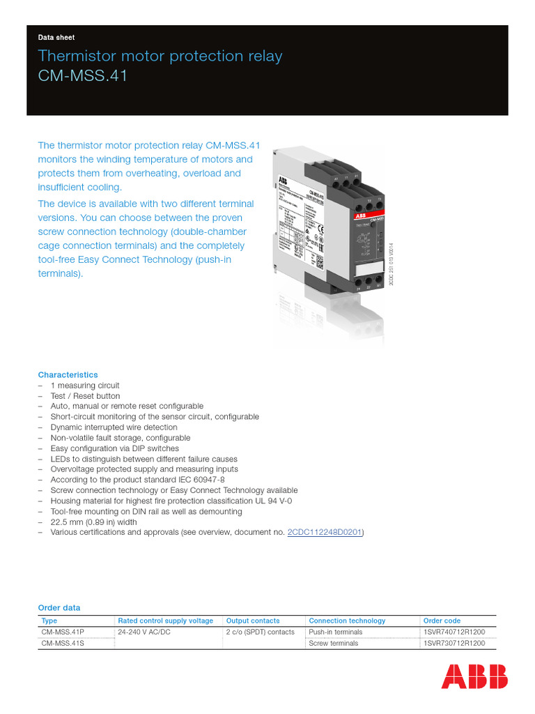 Abb - CM-MSS.41 Data Sheet | Download Free PDF | Relay | Electromagnetic Interference