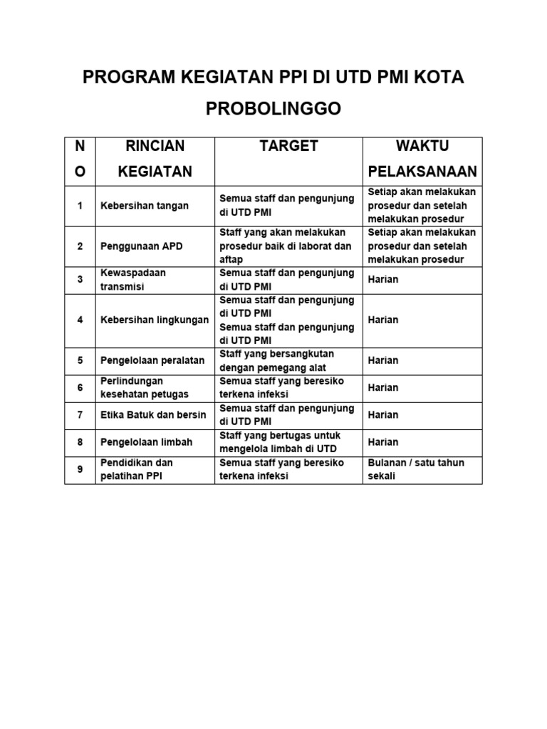 Program Kegiatan Ppi | PDF