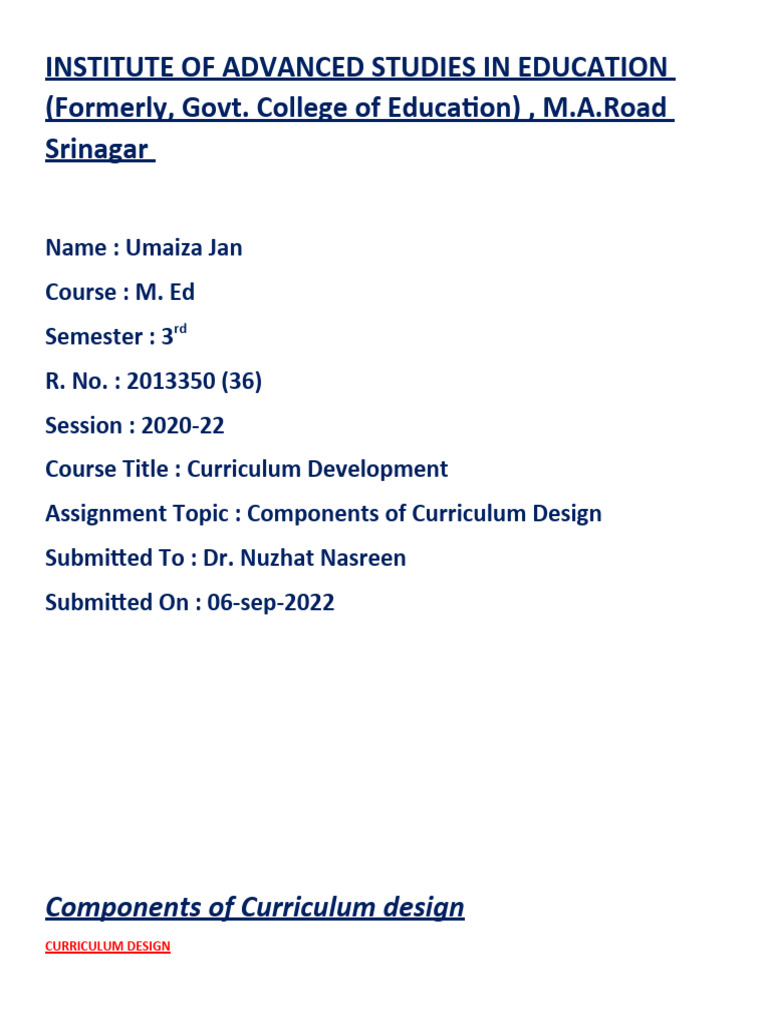 CD Assignment New | PDF | Curriculum | Learning