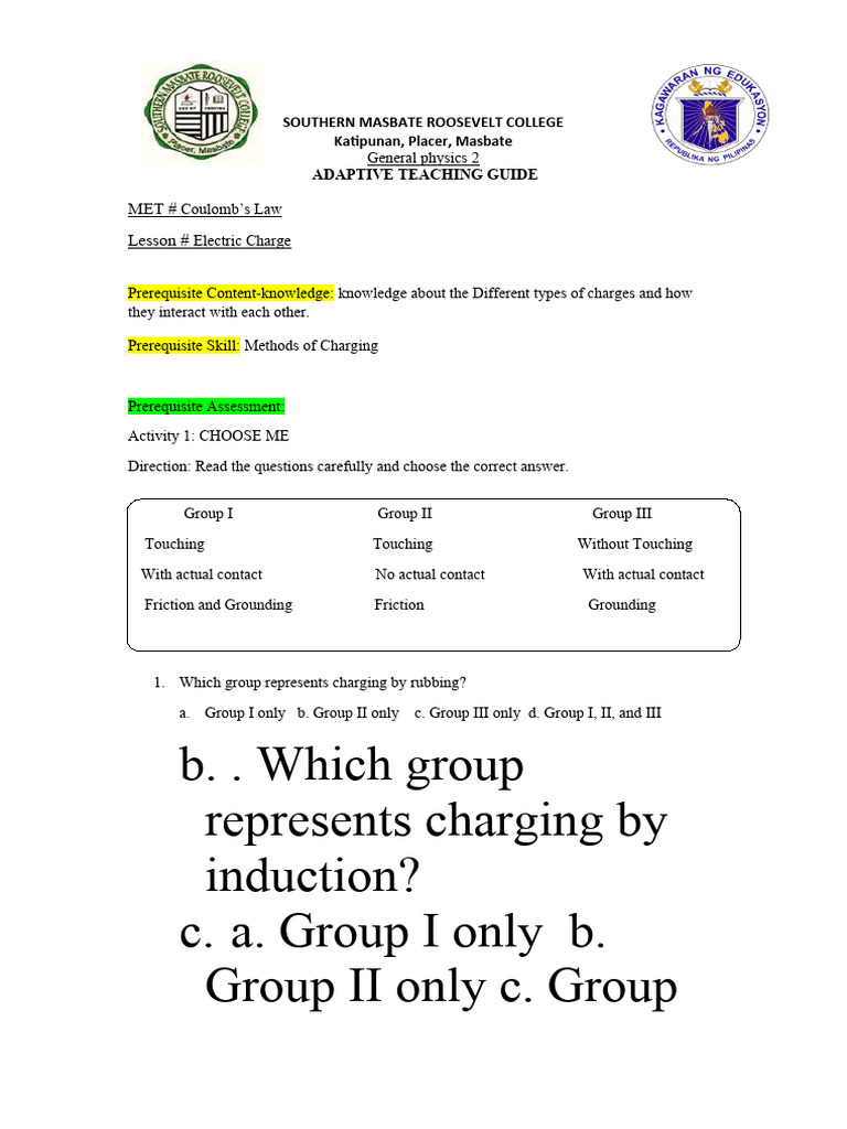 ATG - Gen. Physics 2 | PDF | Electric Charge | Electron