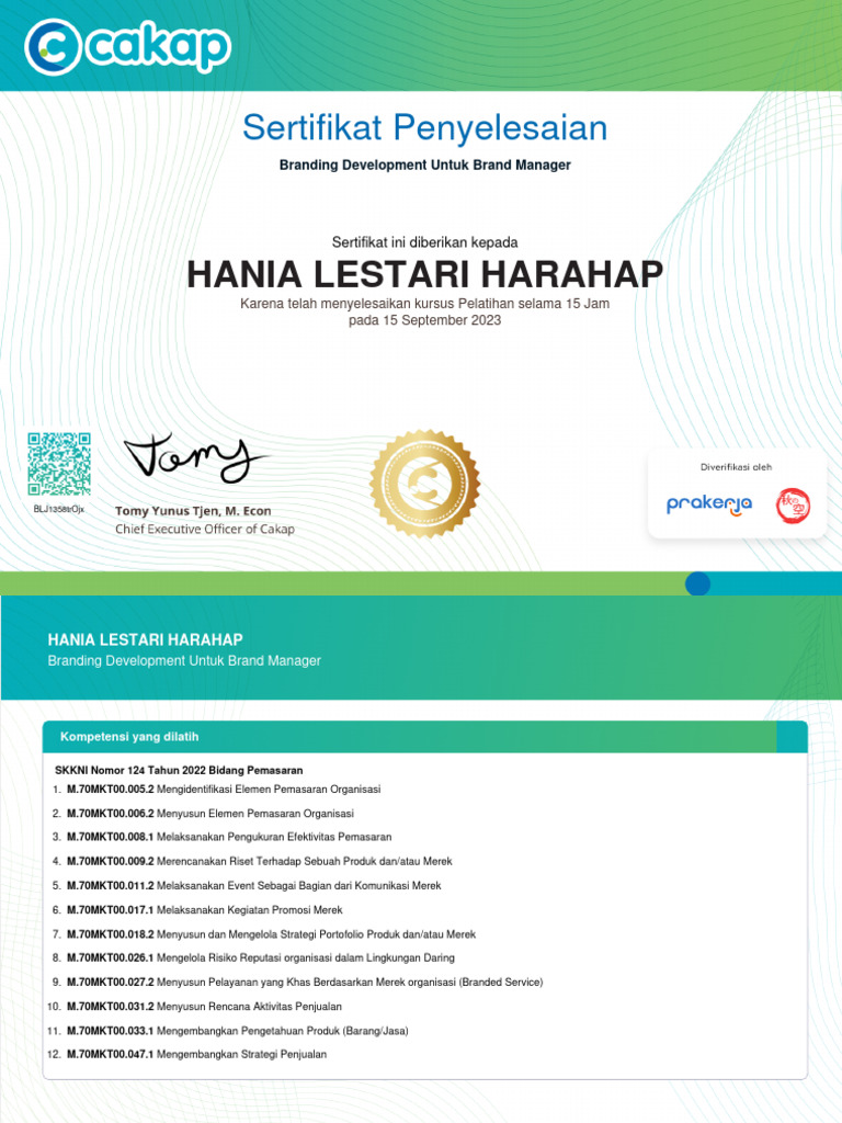 Sertifikat Prakerja | PDF