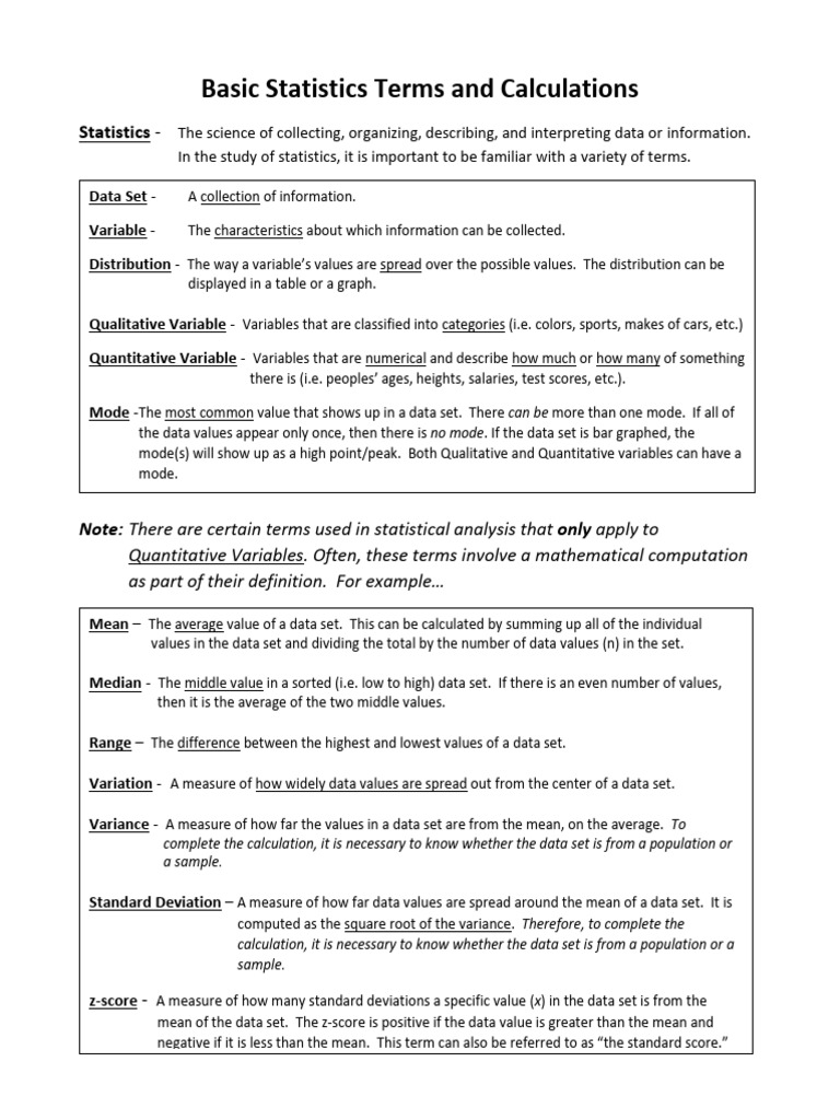 Basic_Statistics_Terms_and_Calculations | PDF | Statistical Analysis | Teaching Mathematics