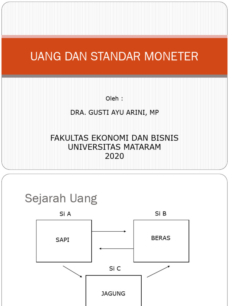 UANG DAN STANDAR MONETER (Pertemuan 1) | PDF