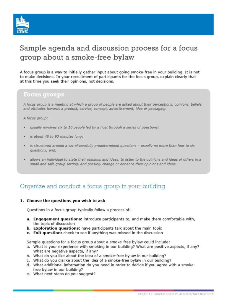CONDOMINIUMS Sample Focus Group Agenda and Discussion Process Sept2016 ...