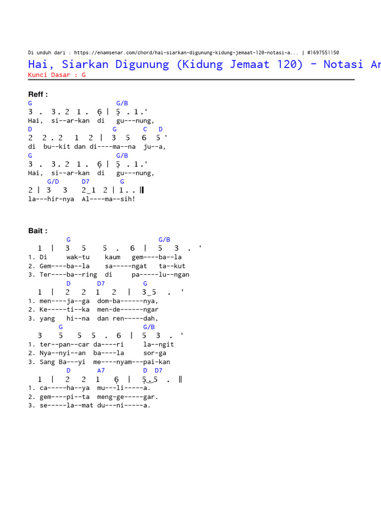 Notasi dan Chord Kidung Jemaat 120 | PDF | Teknologi & Rekayasa