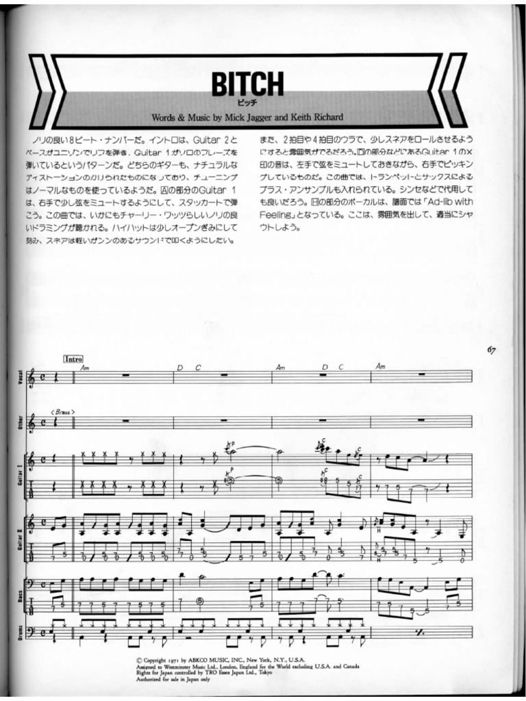 Rolling Stones - Bitch (Sbook TAB) | PDF