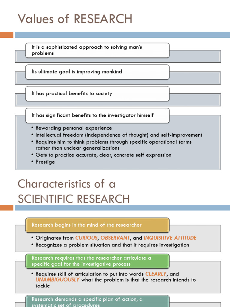 Benefits and Characteristics of Research | PDF | Scientific Method ...
