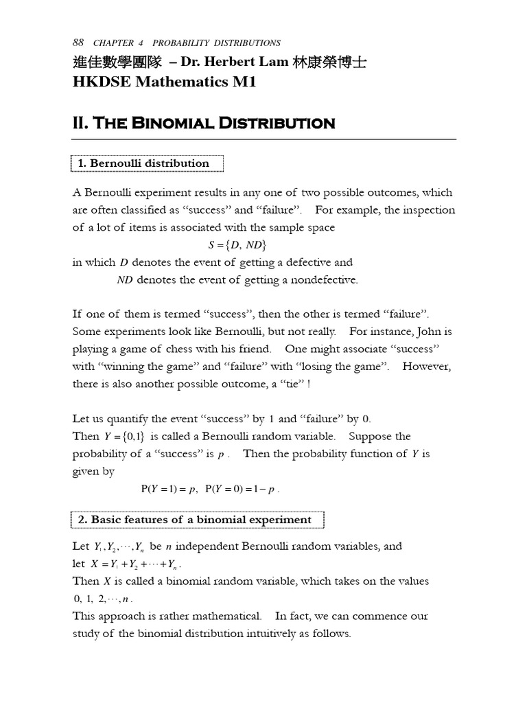 HKDSE M1 Probability Distributions | PDF | Poisson Distribution ...