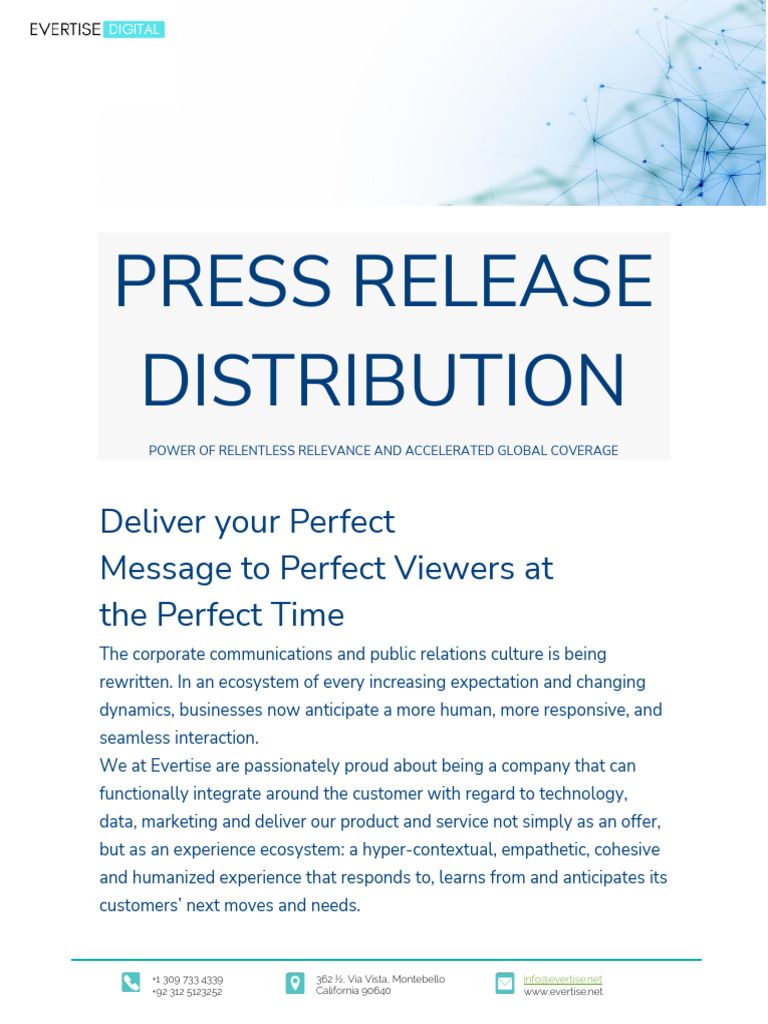 Evertise Press Release Distrbution Overview | PDF | News | Press Release