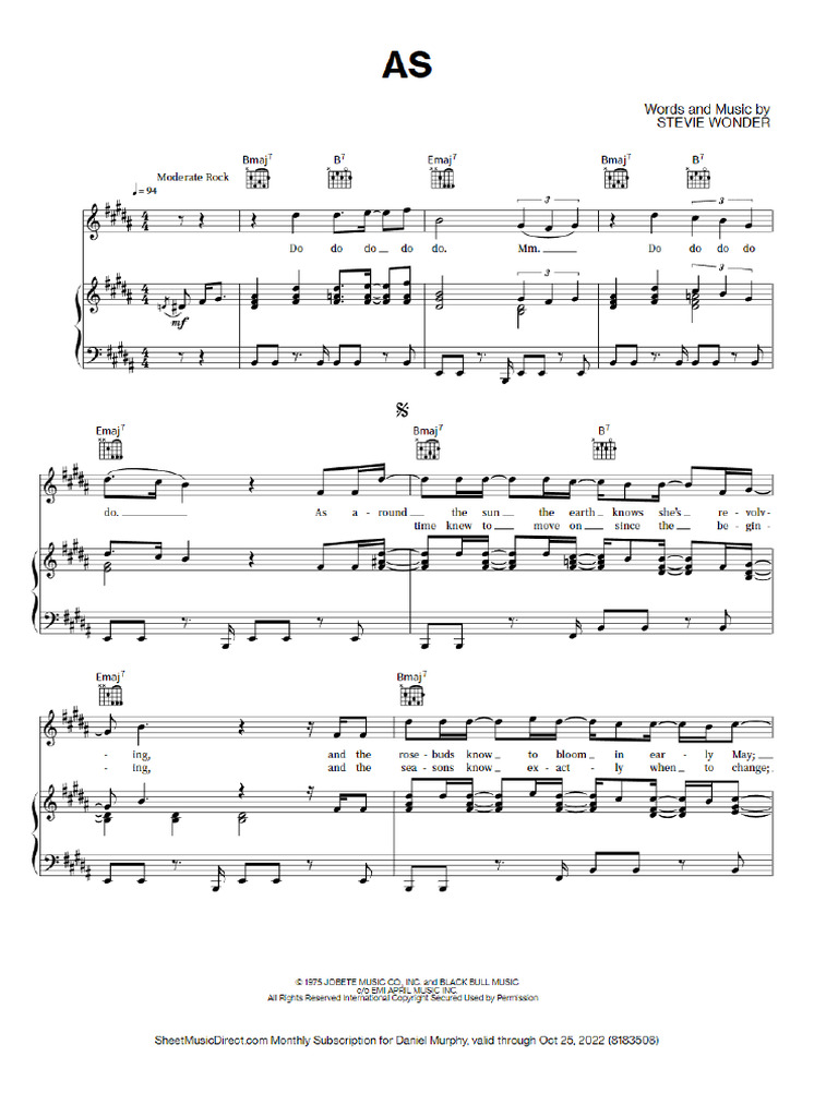 As Stevie Wonder PV | PDF