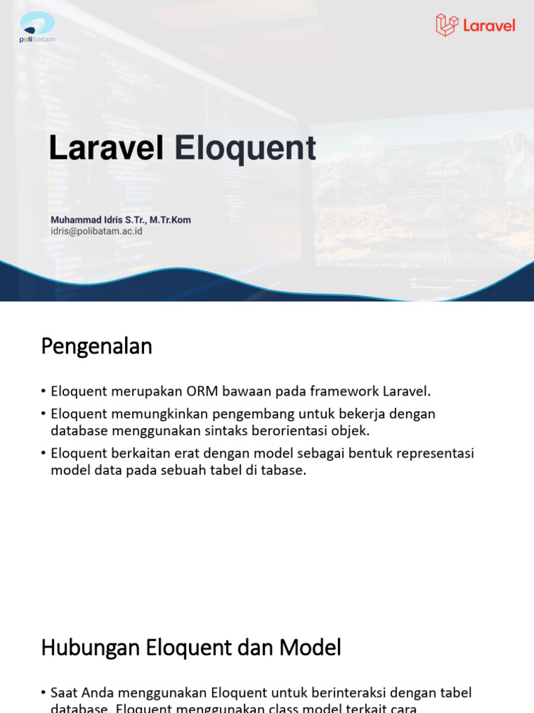 Teori 12 - Laravel Eloquent | PDF
